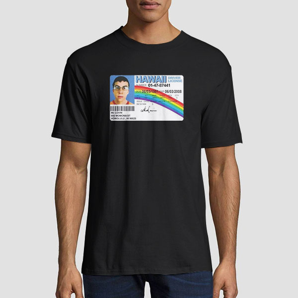 Buy Mclovin Drivers Superbad Movie Hawaii License Shirt Cheap ...